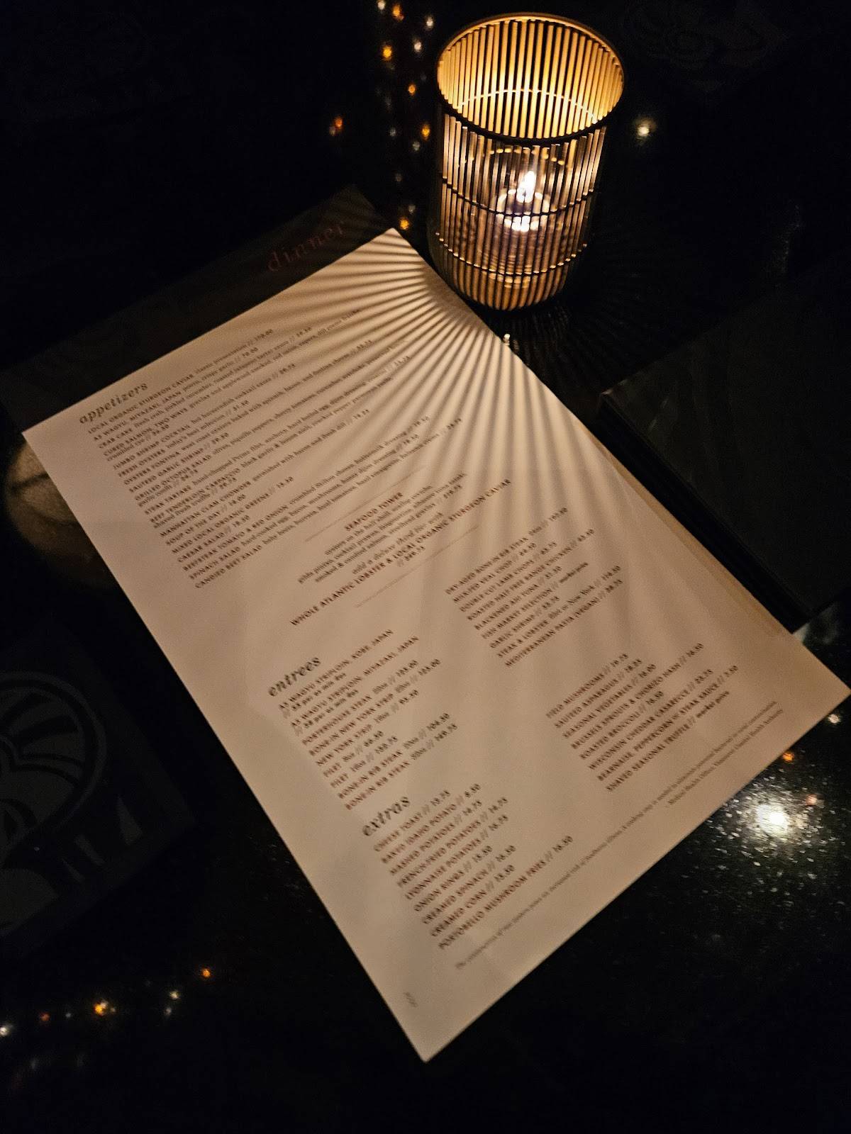 Menu at Gotham Steakhouse & Cocktail Bar, Vancouver