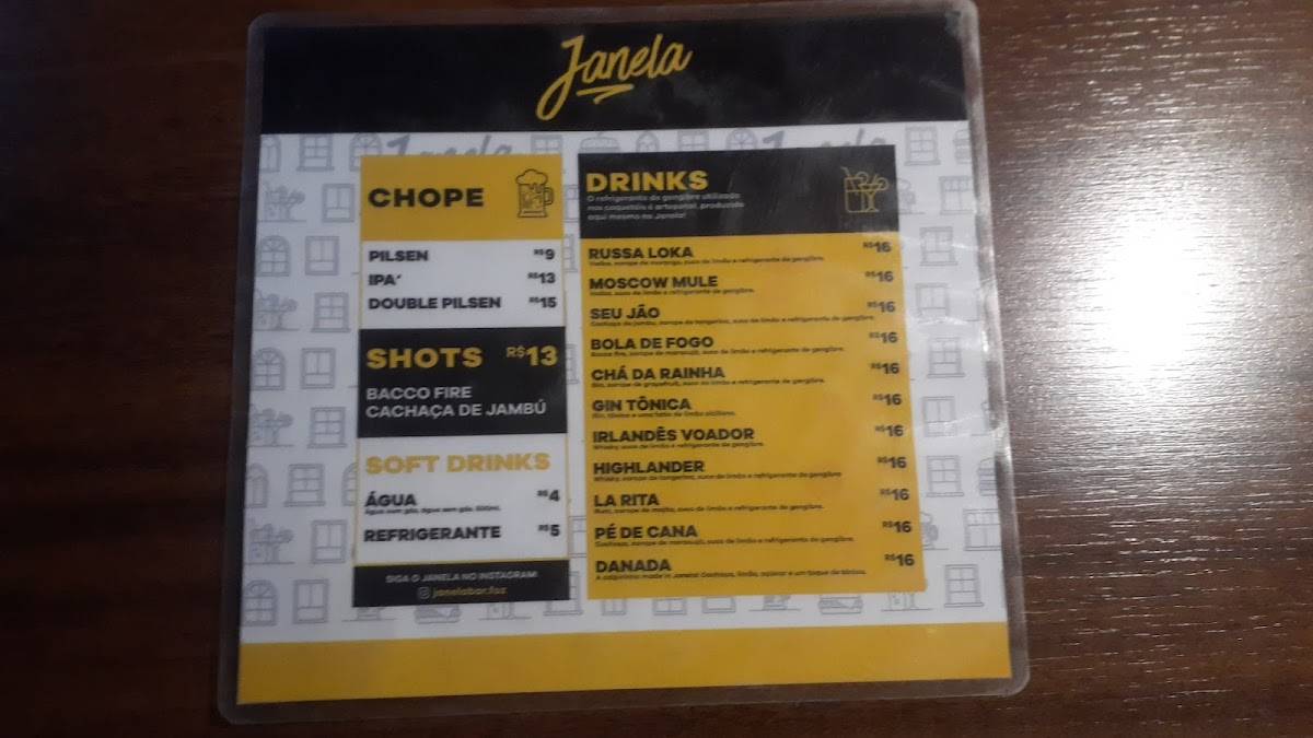 Menu em Janela Bar Foz Do Iguaçu, Foz do Iguaçu