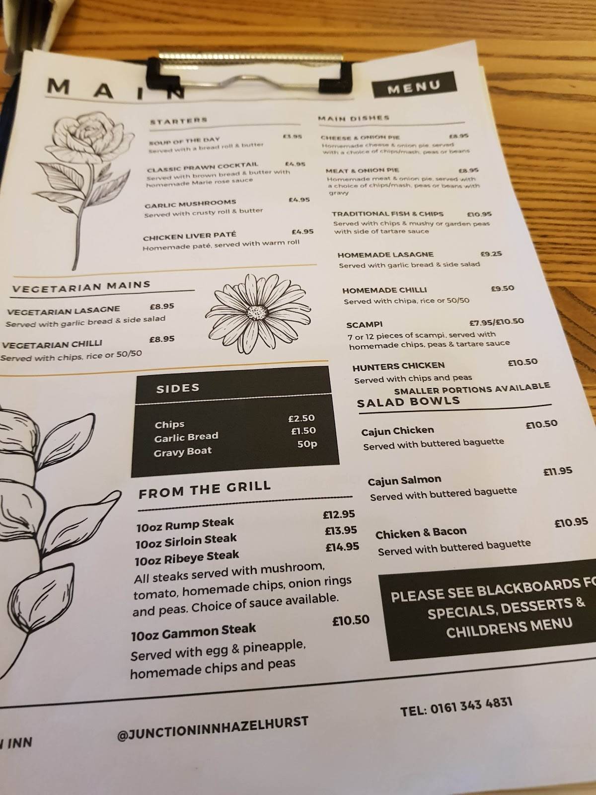 Menu at Junction Inn pub & bar, Ashton-under-Lyne, Mossley Rd