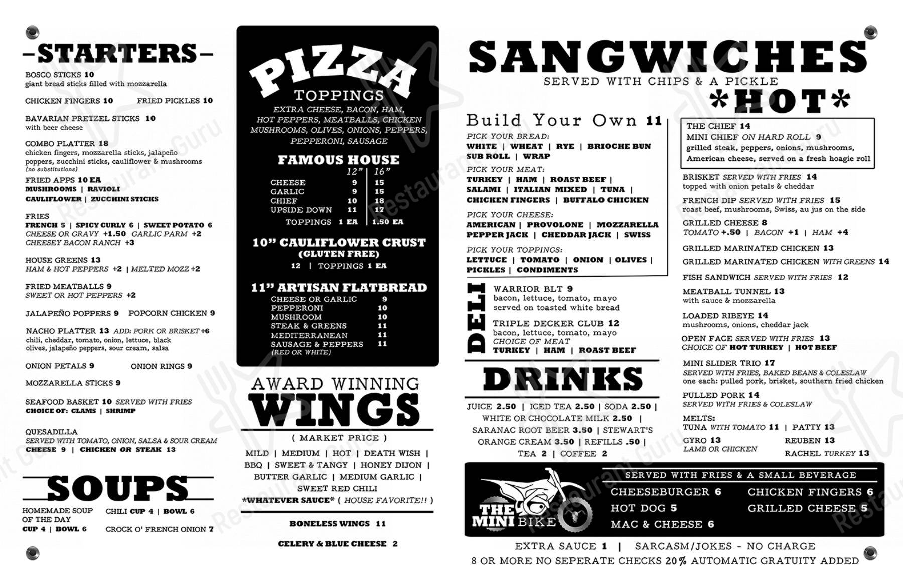 Menu at Knucklehead's Brew House pub & bar, Westmoreland