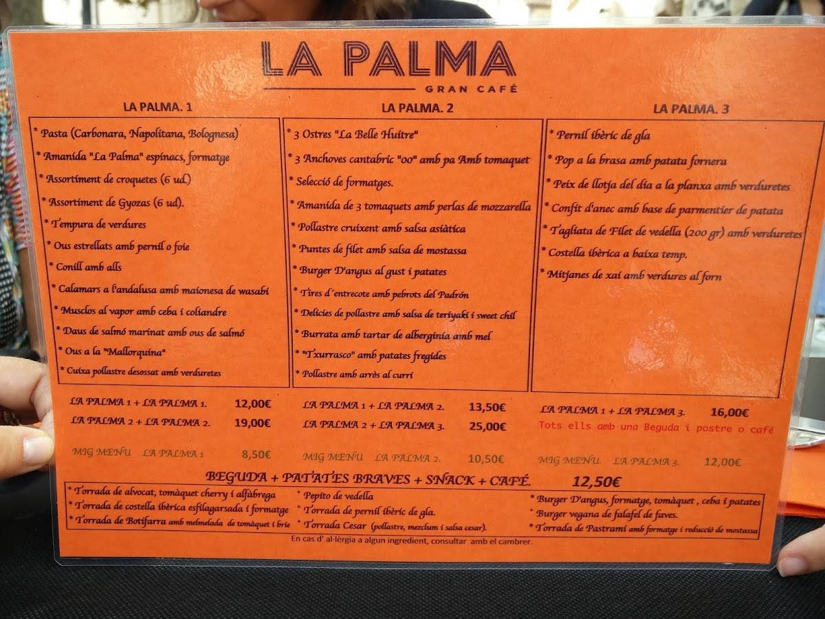 Menu at La Palma Gastrobar, Teià