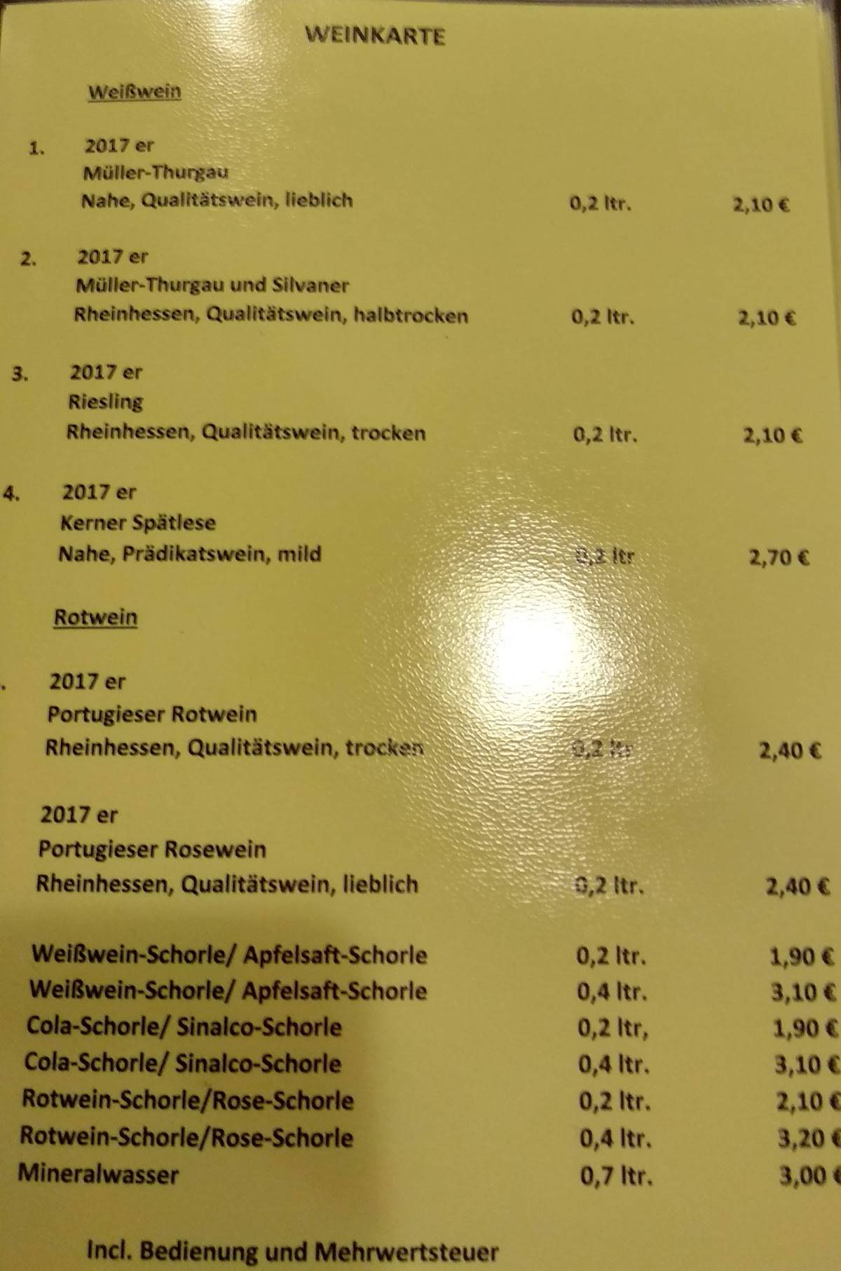 Speisekarte von Maria's Weinstube - Weingut Thomas Boller pub & Bar ...
