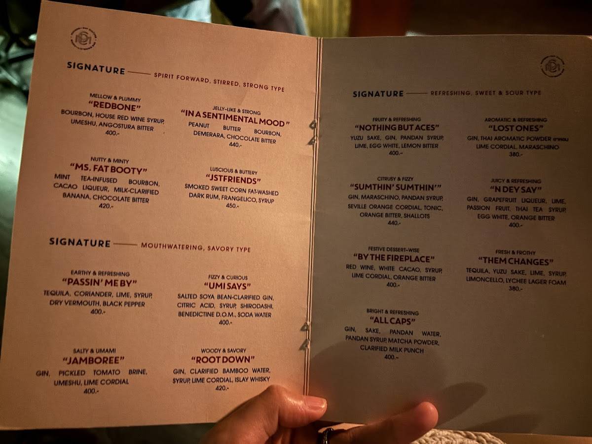 Menu at Modern-Day Culture : Record Bar, Bangkok