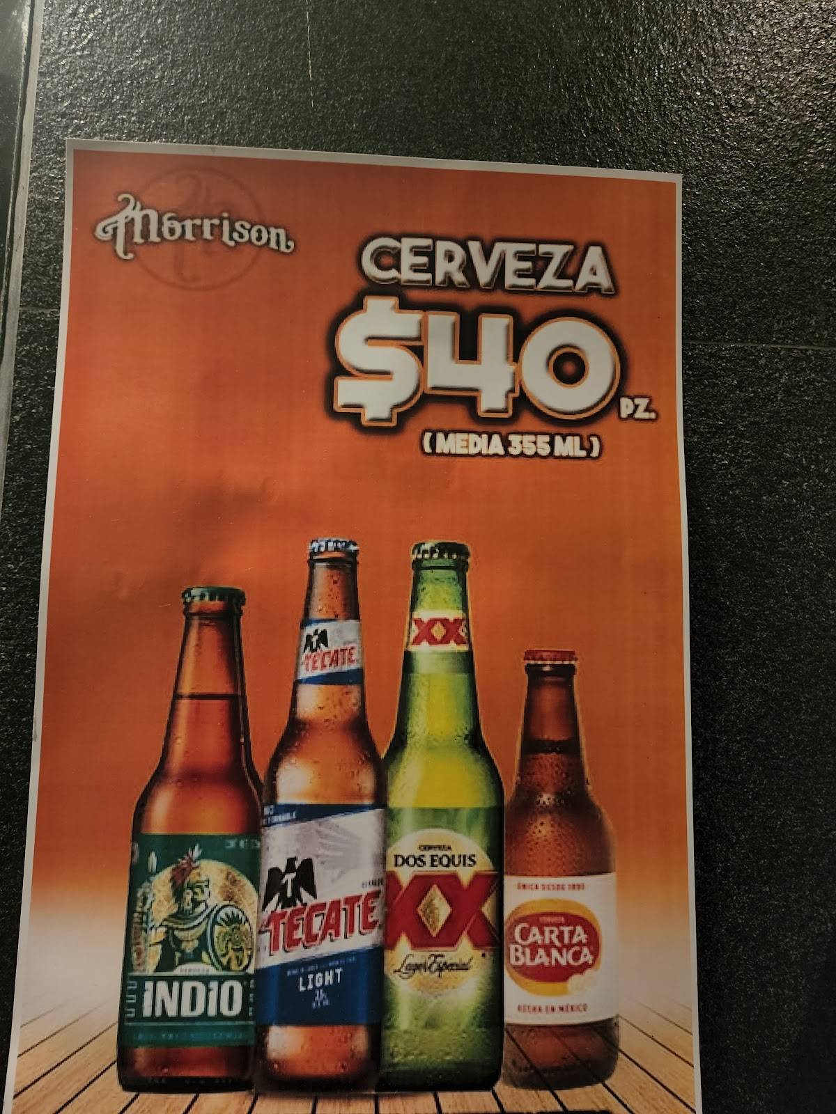 Carta de Morrison Bar, Monterrey