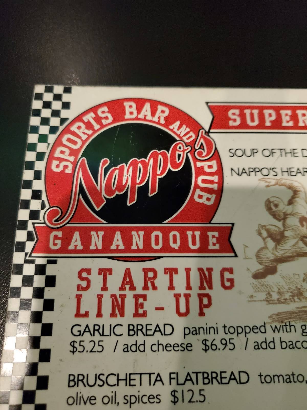 Menu at Nappo's Sports Bar and Pub, Gananoque