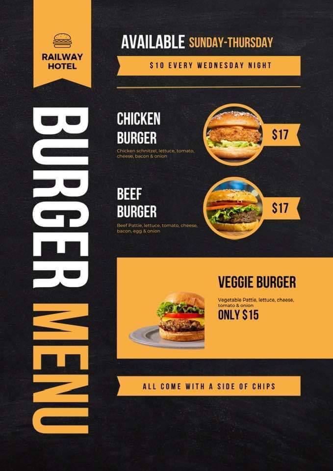 Menu at Railway Hotel Boort pub & bar, Boort