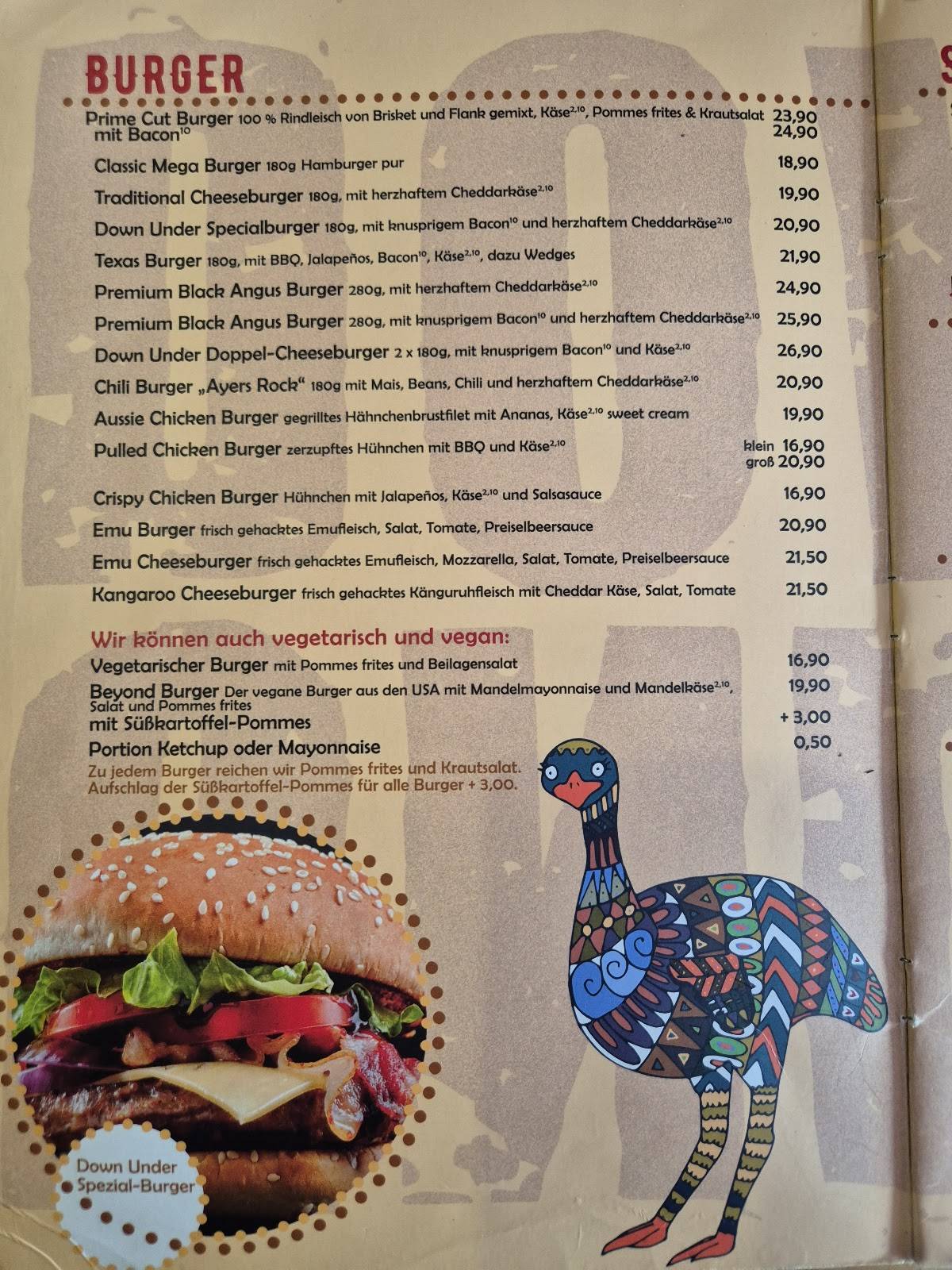 Speisekarte von Down Under - Australian Restaurant & Cocktail Bar, Bad ...