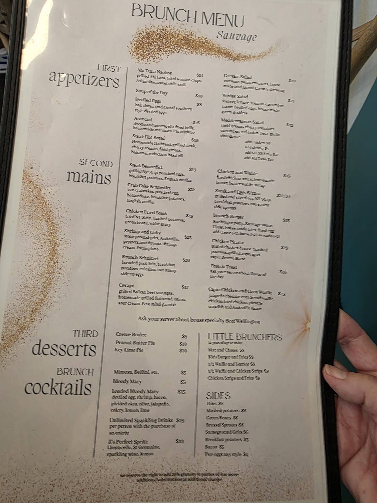 Menu at Sauvage pub & bar, Shreveport