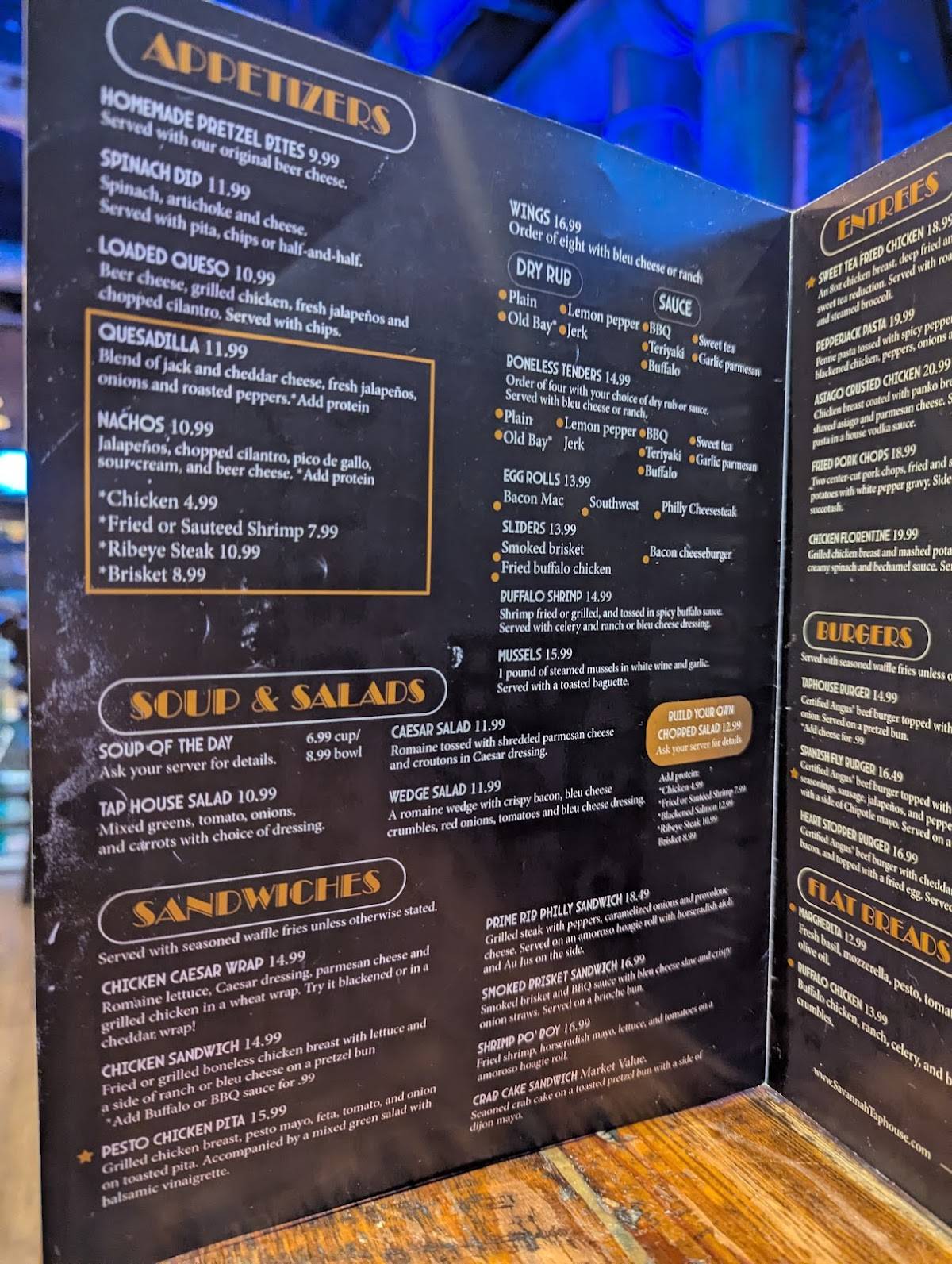 Menu at Savannah Taphouse pub & bar, Savannah