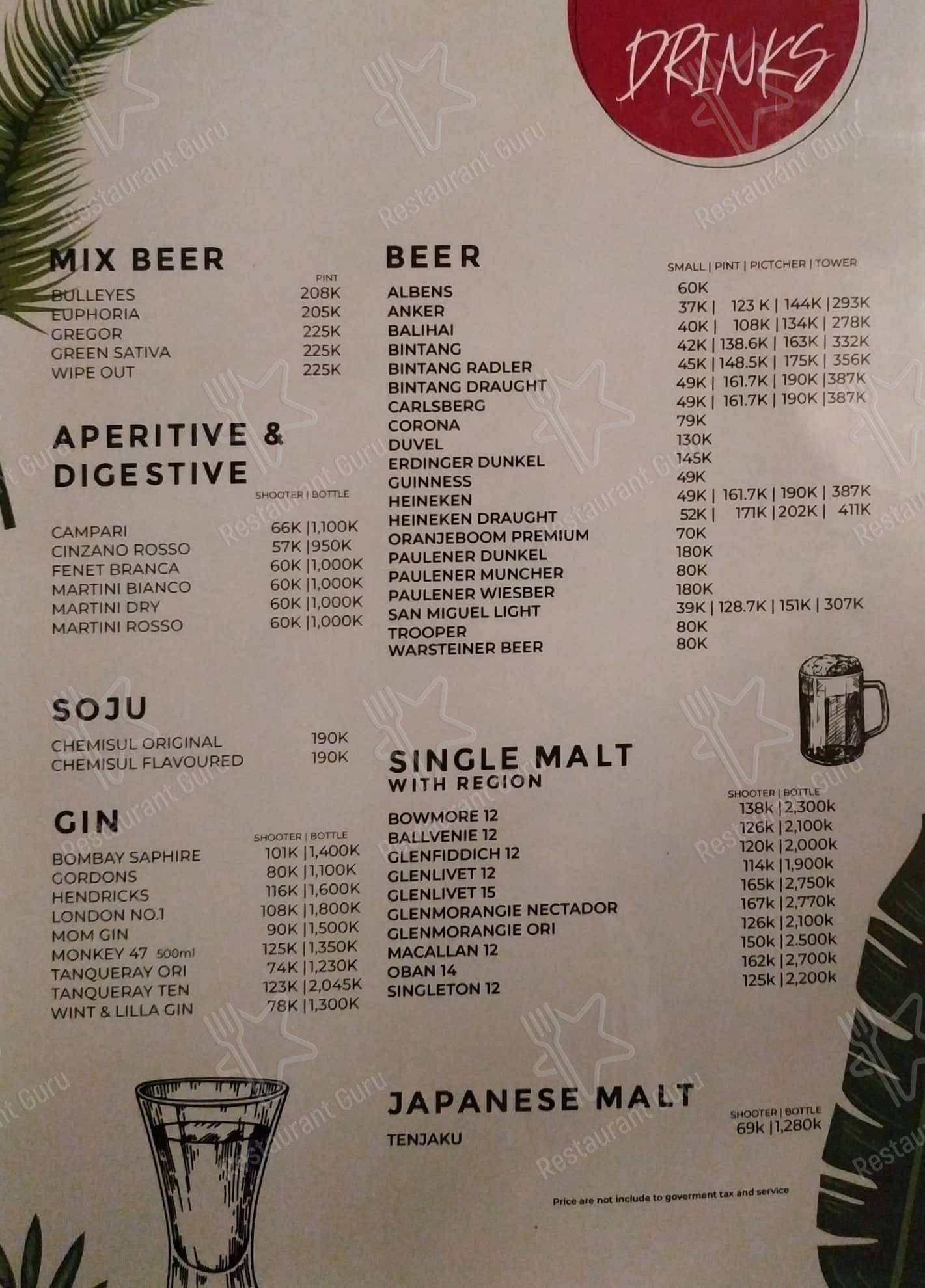 Menu at Shamrock - Kitchen & Bar, South Jakarta