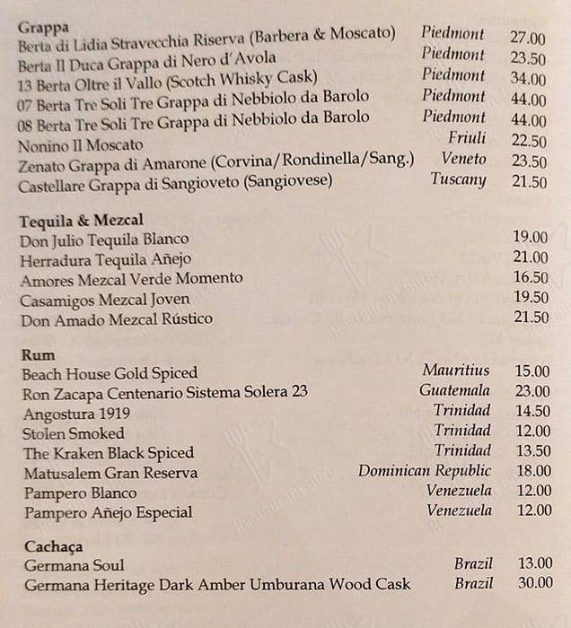 Menu at Siglo pub & bar, Melbourne