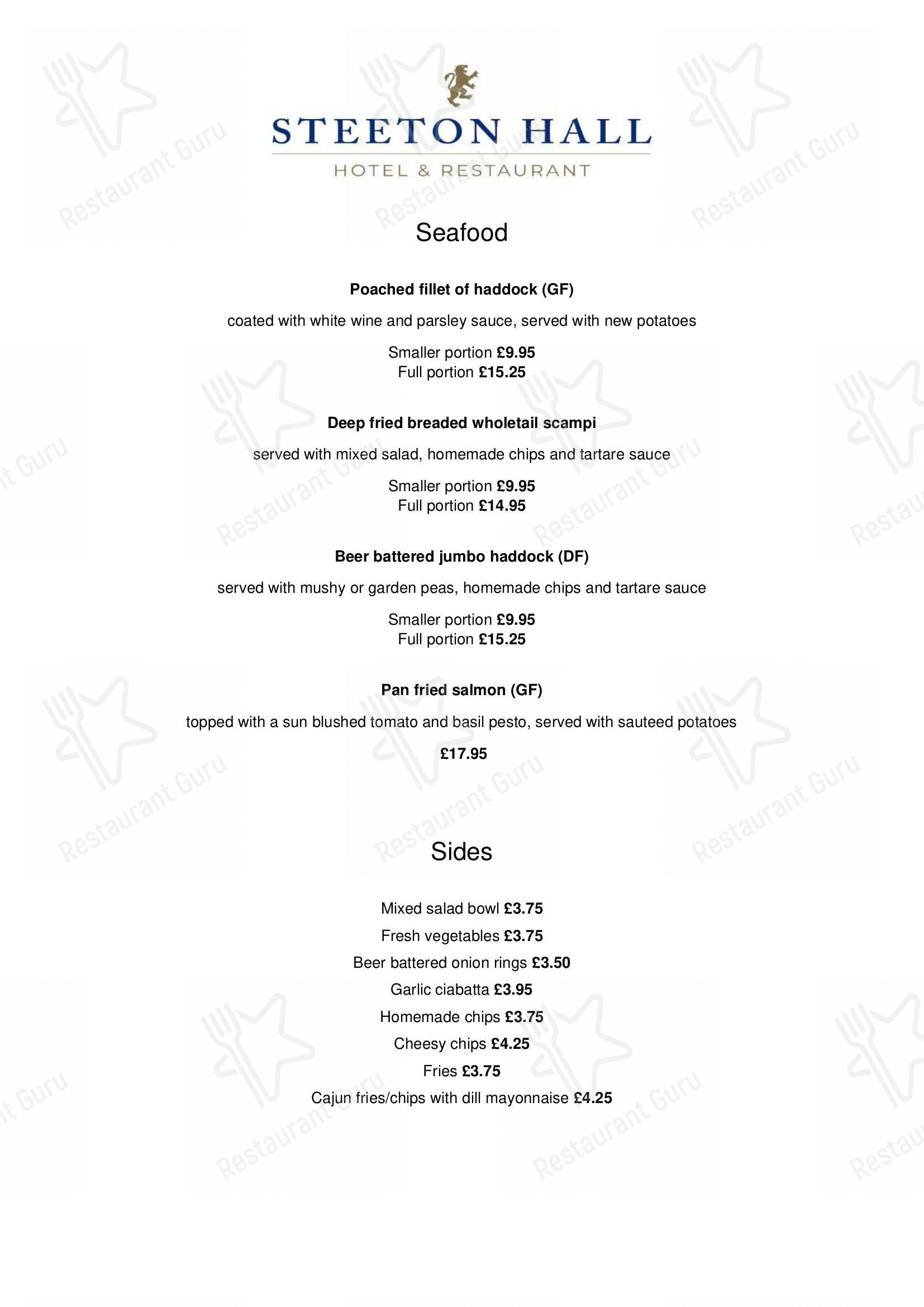 Menu at Steeton Hall Hotel & Restaurant, Keighley