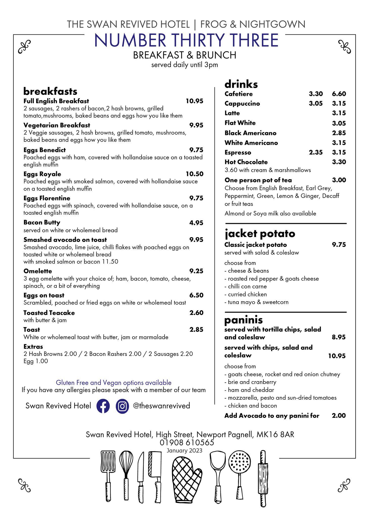 Menu at Cob And Pen pub & bar, Newport Pagnell