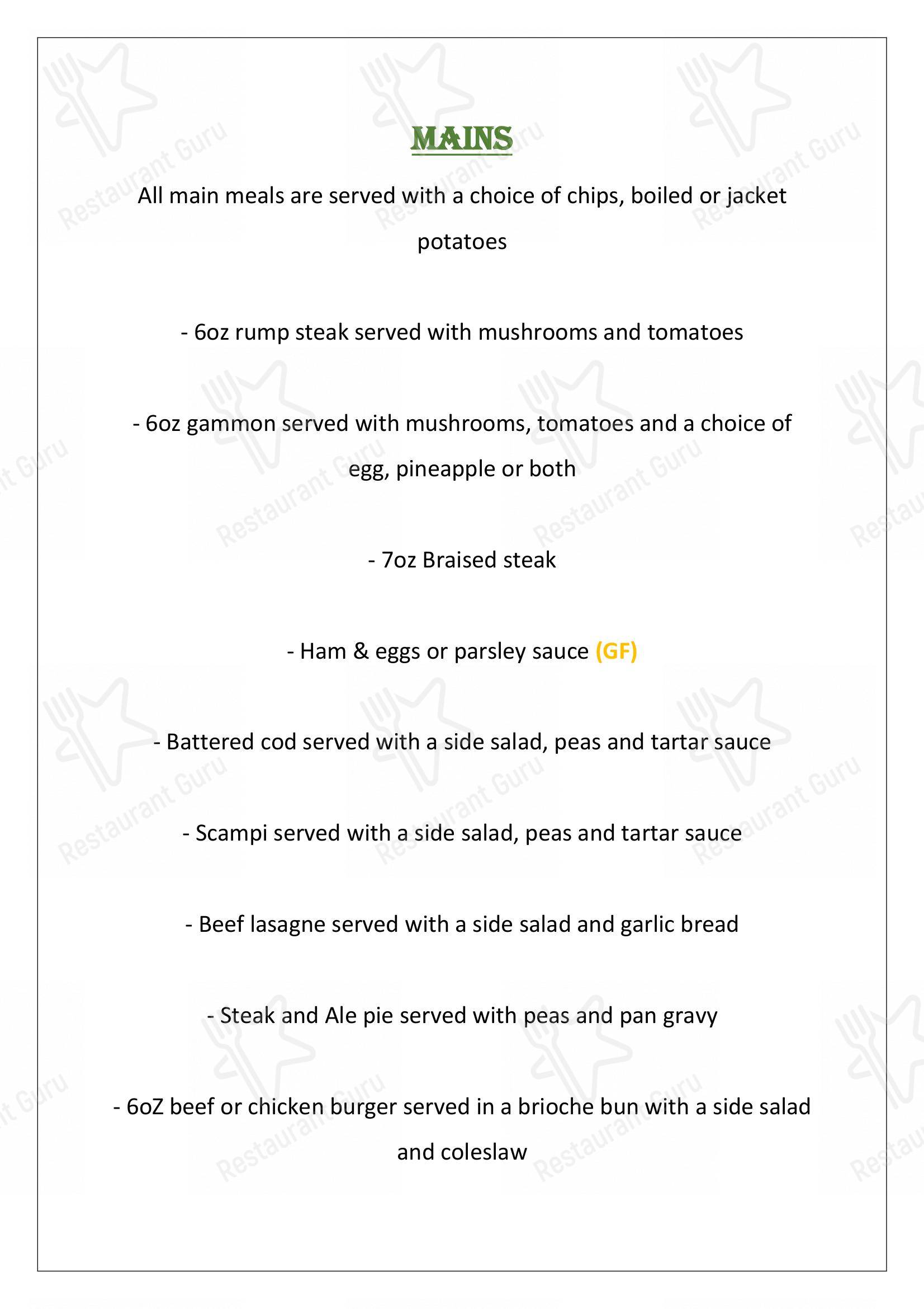 Menu at Tafarn Morlais restaurant, Llanelli
