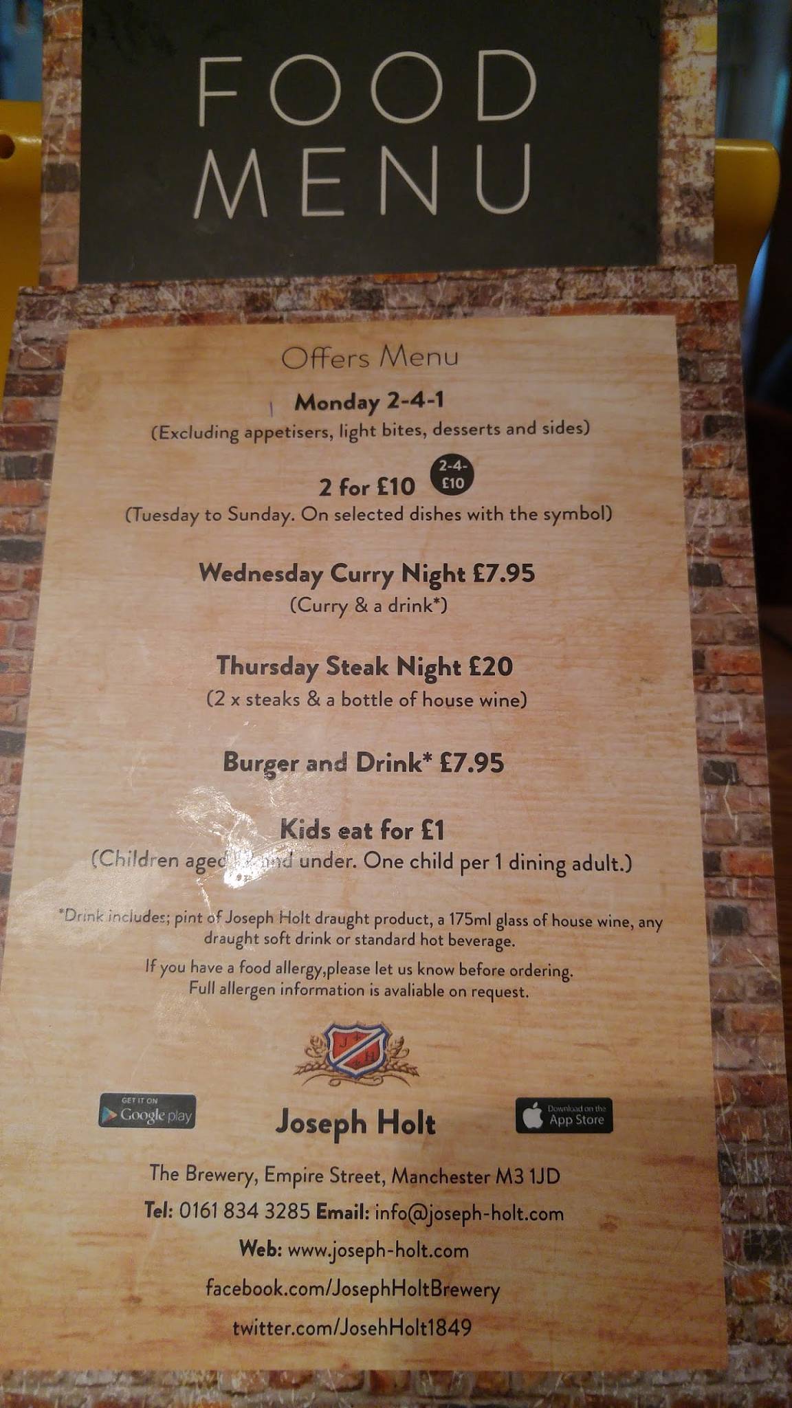 Menu at The Blue Bell (Bury) pub & bar, Bury