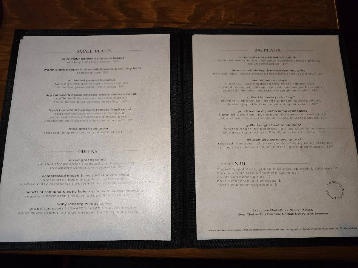 Menu at The Blue Point pub & bar, Duck