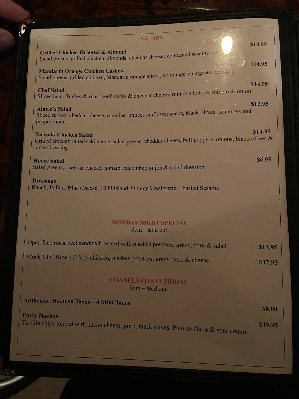 Menu at The Craig Inn Bar, Craig