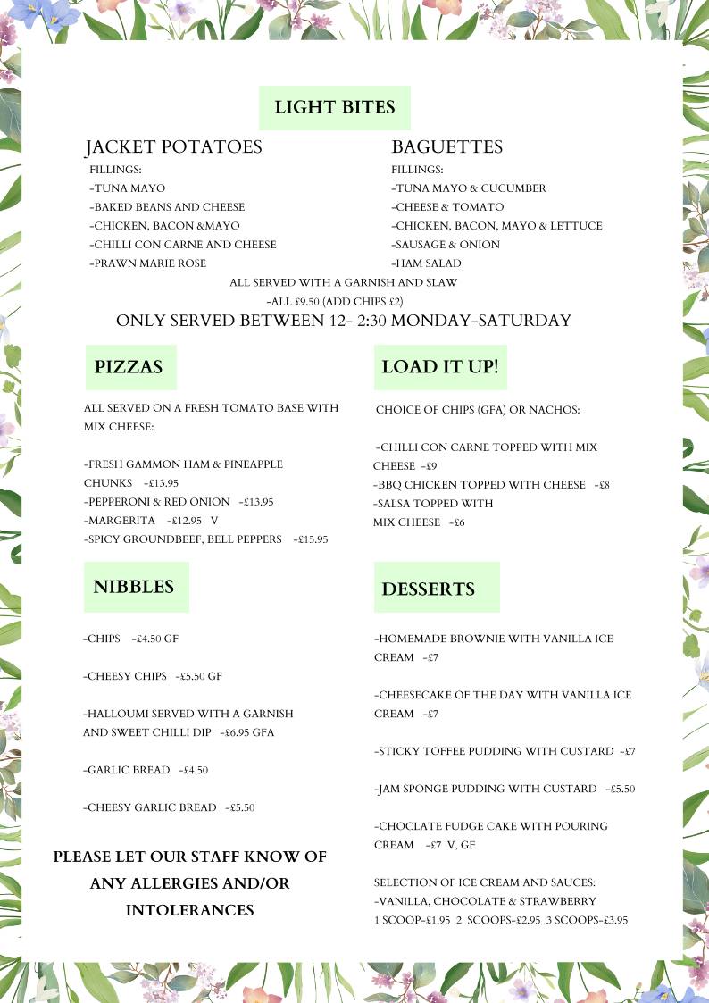Menu at The Elburton Inn pub & bar, Plymouth