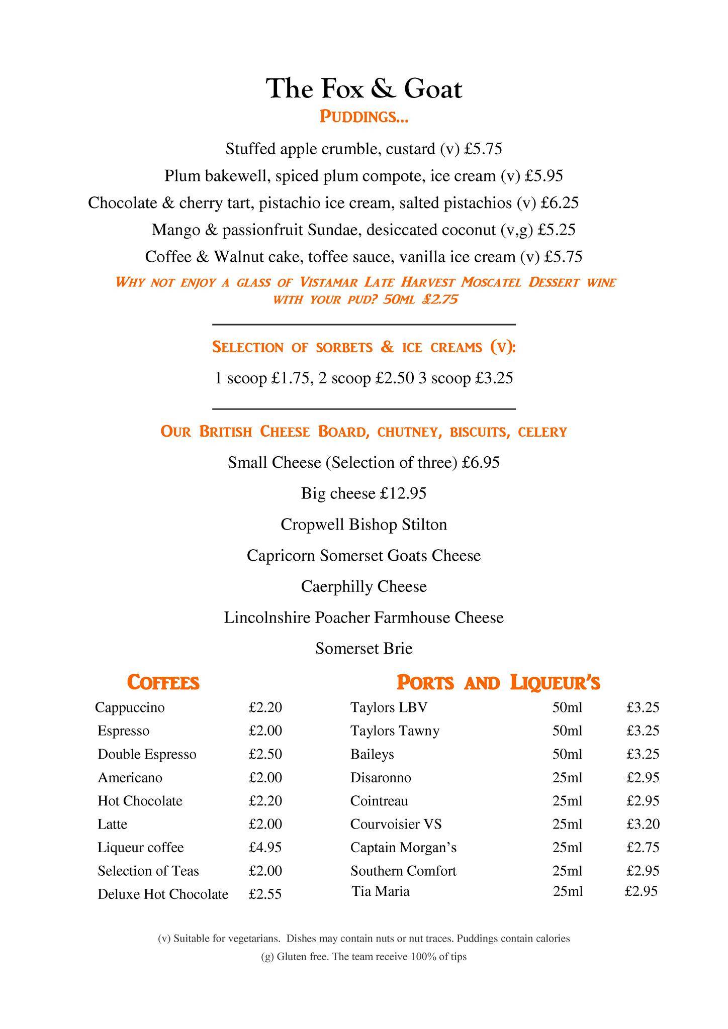 Menu at The Fox & Goat - Tiddington restaurant, Milton Common