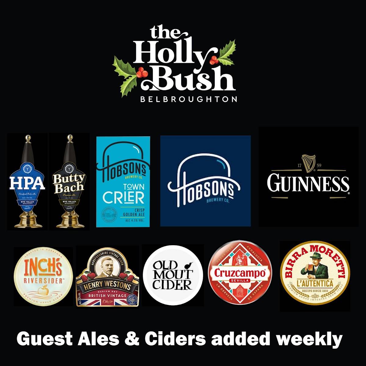 Menu at The Holly Bush, Belbroughton pub & bar, Stourbridge