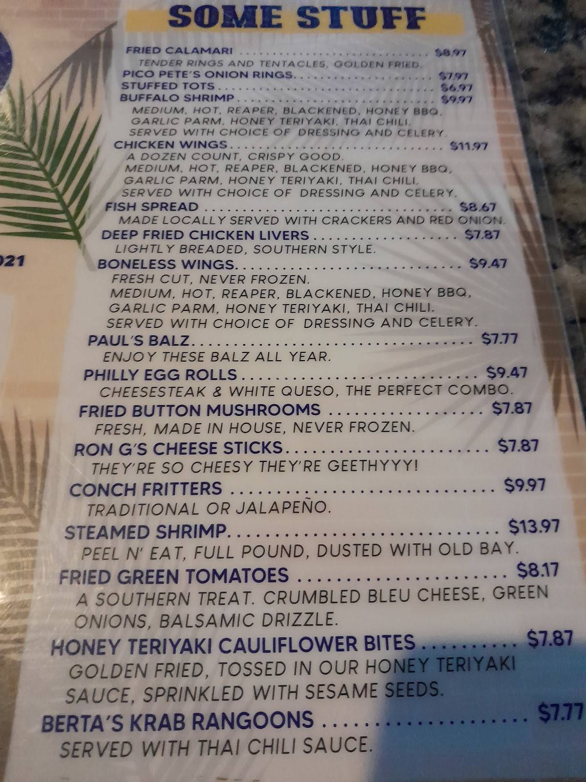 Menu at The Joint St. Pete pub & bar, Saint Petersburg