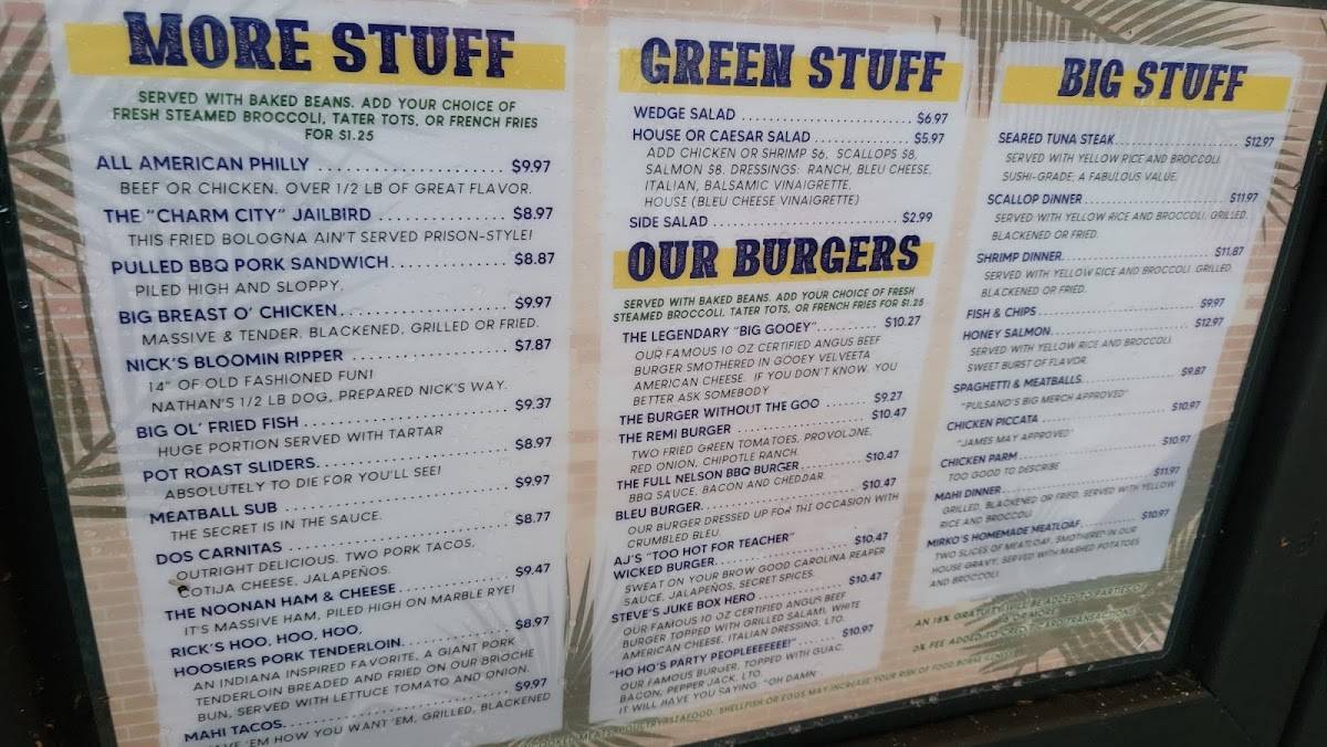 Menu at The Joint St. Pete pub & bar, Saint Petersburg