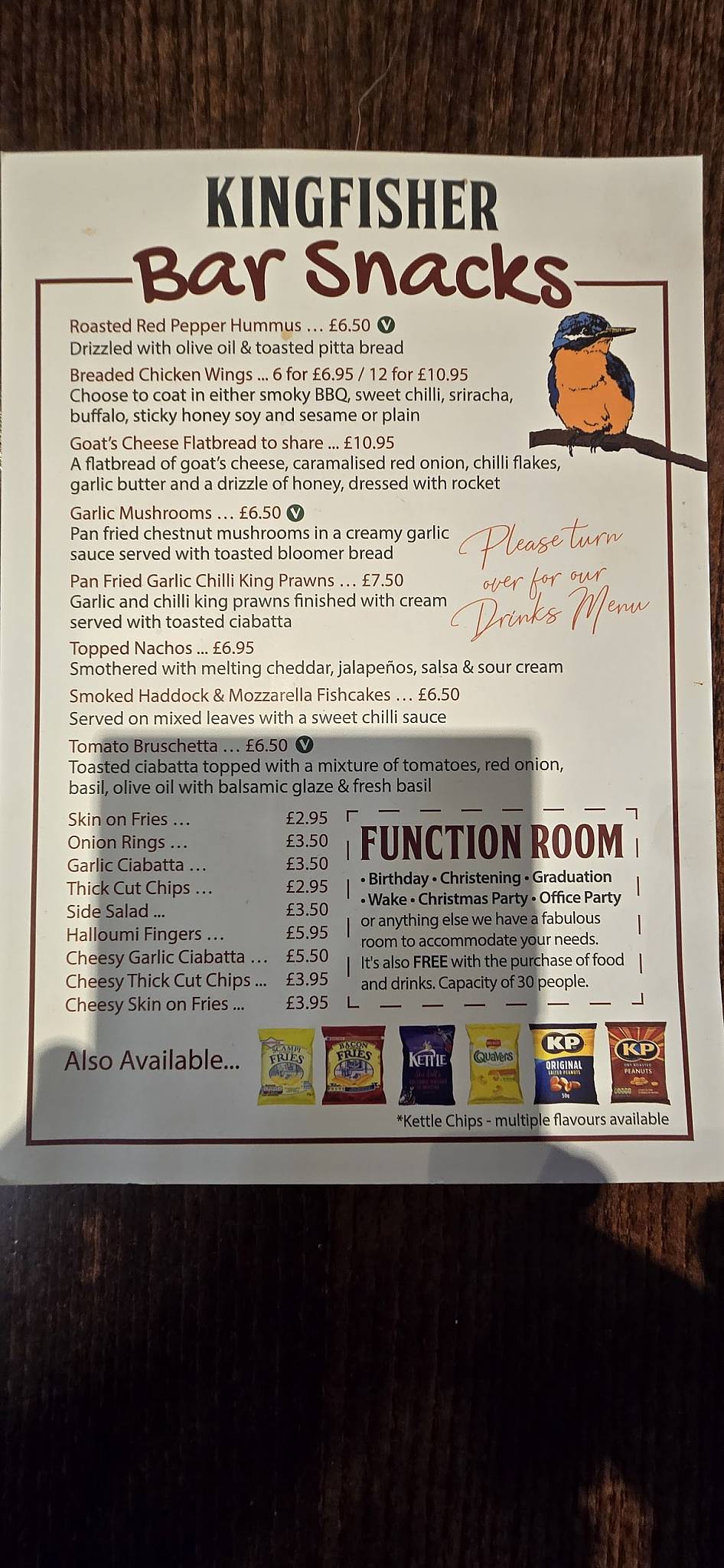 Menu at The Kingfisher pub & bar, Freckleton