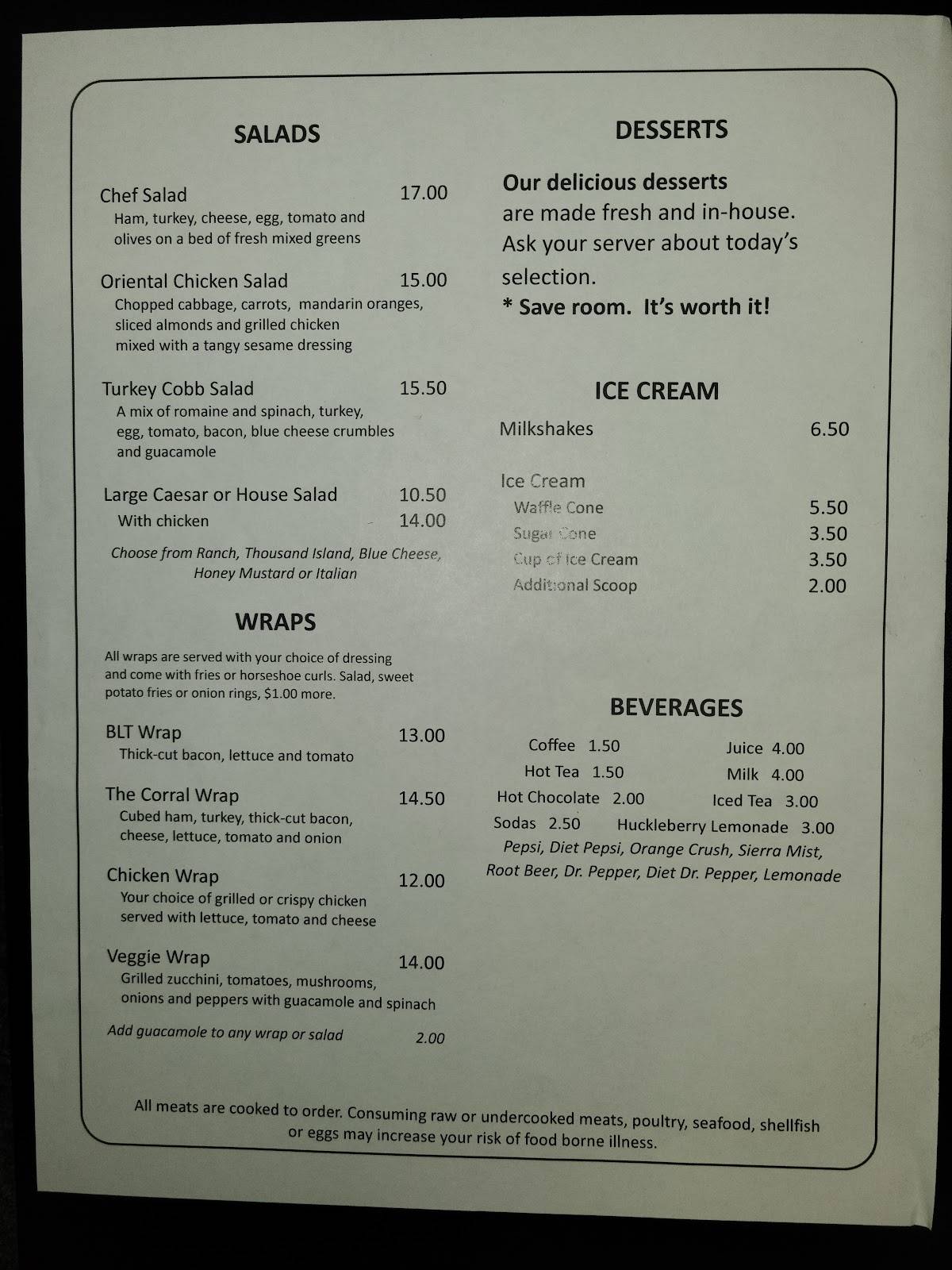 Menu at The Main Place Cafe & Grill, Halfway