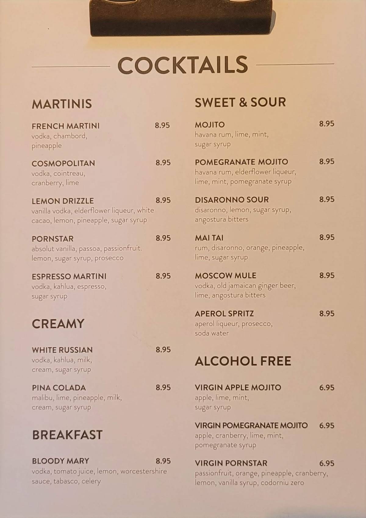 Menu at The Nuthall pub & bar, Nottingham, Nottingham Rd