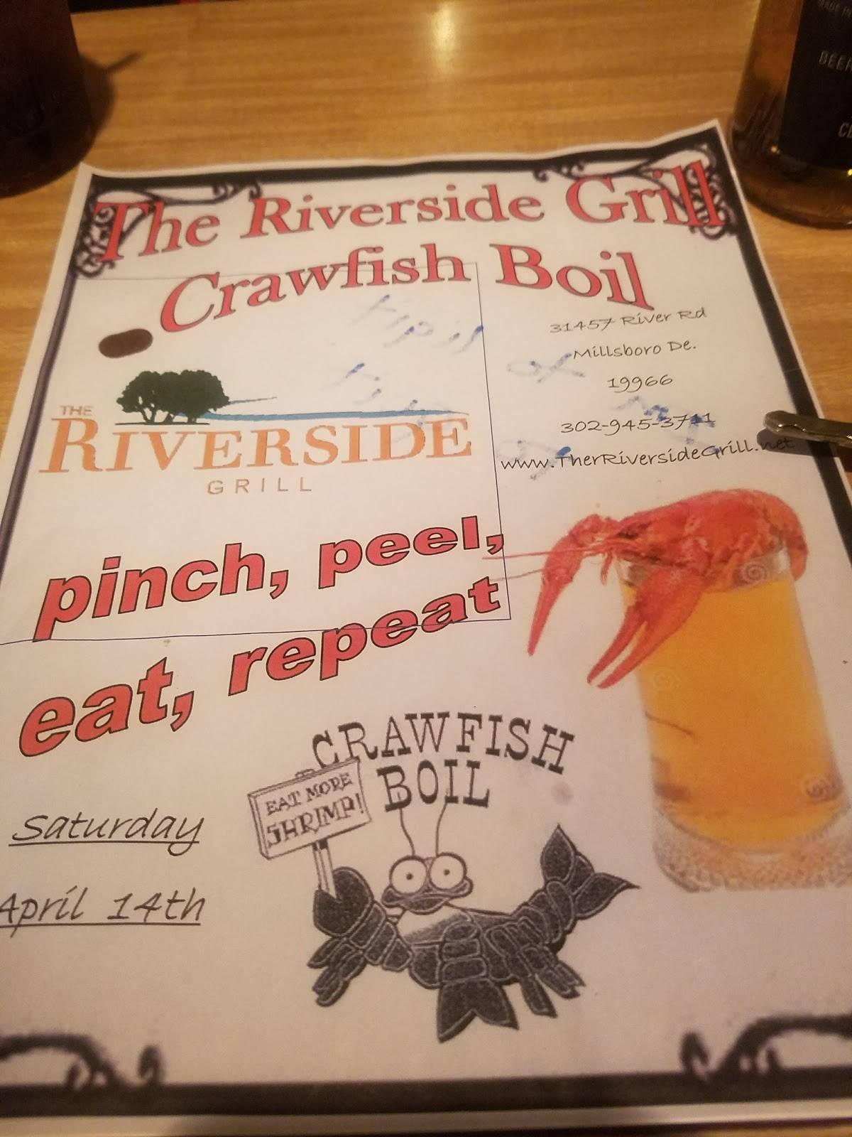 Menu at The Riverside Grill pub & bar, Long Neck, River Rd