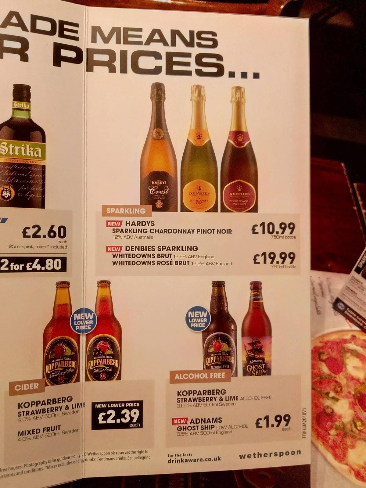 Menu at The Standing Order - JD Wetherspoon pub & bar, Derby Menu at The Standing Order - JD Wetherspoon pub & bar, Derby