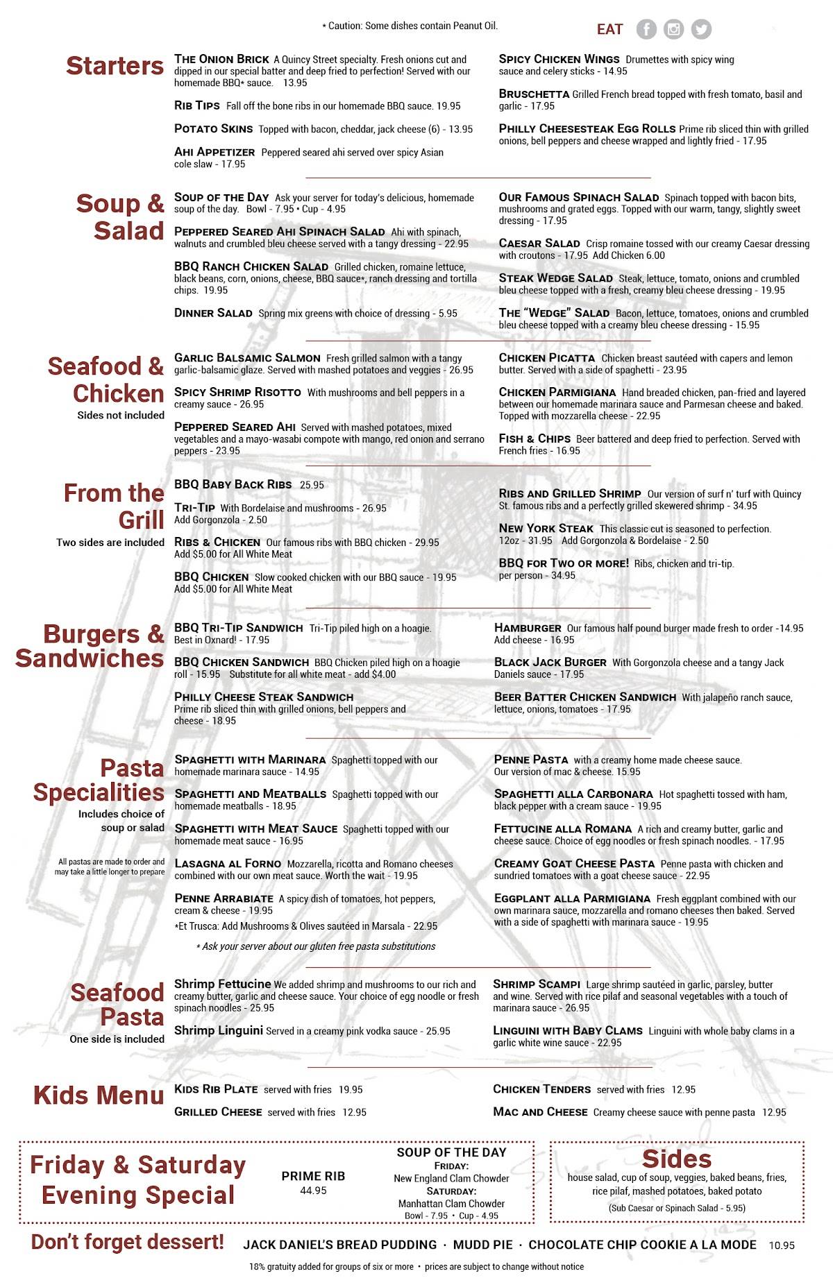 Menu at The Strand Bar & Grill, Oxnard