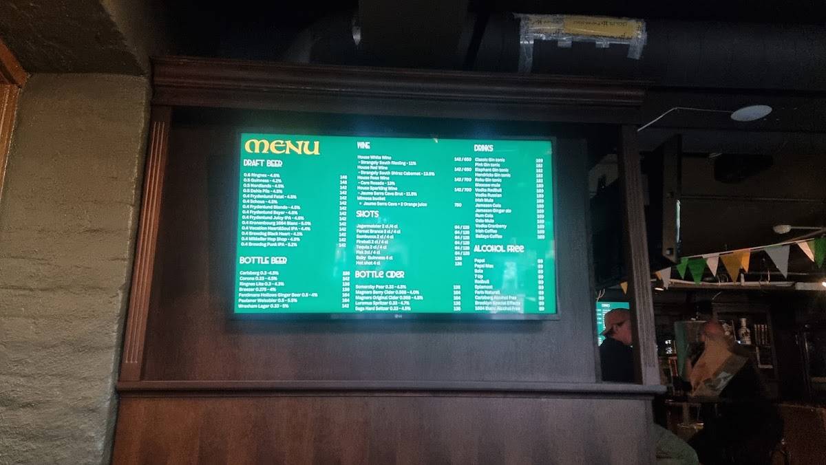 Menu at The Wild Rover pub & bar, Oslo