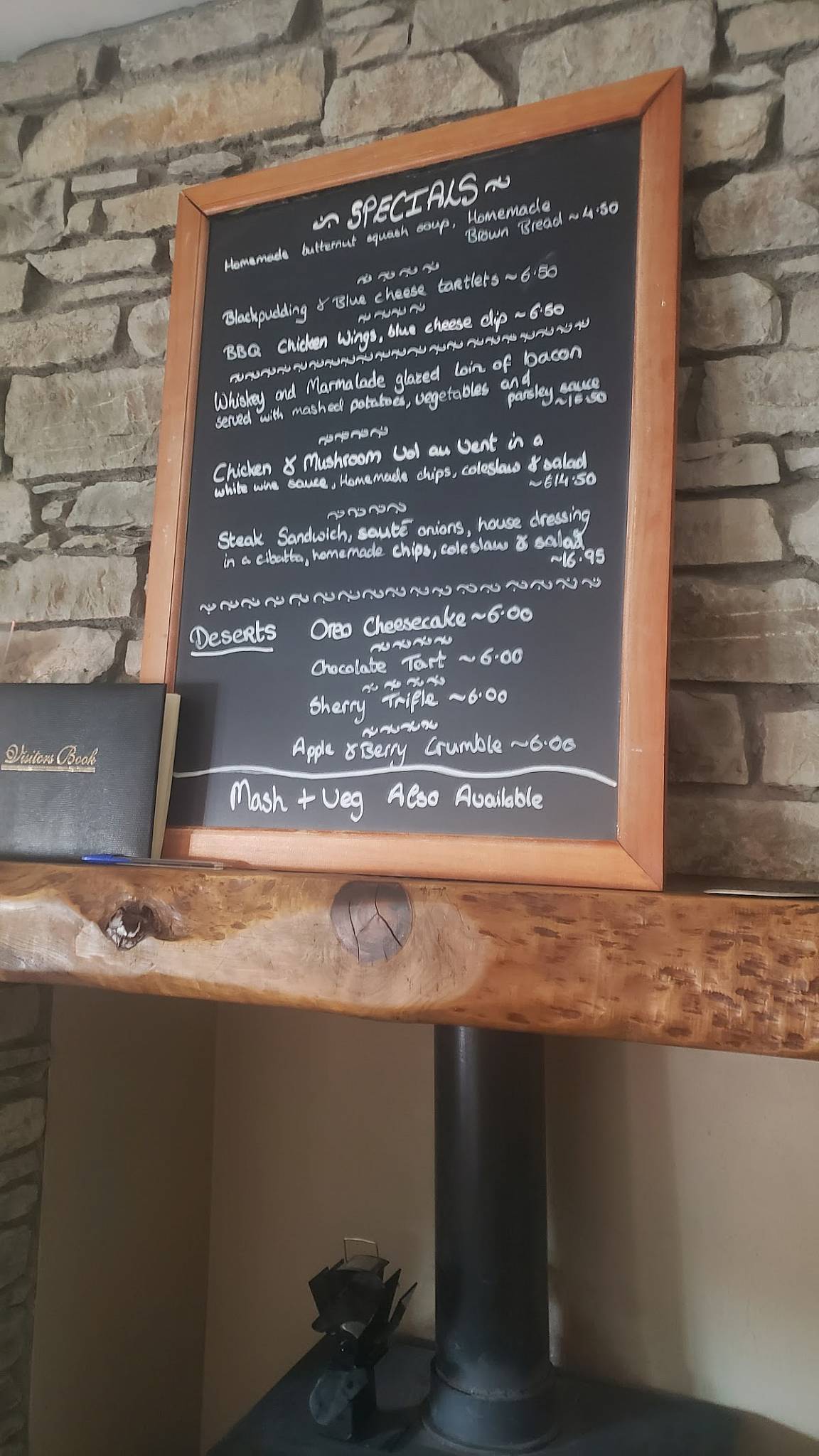Menu at Top of Coom Ireland's Highest pub, Ireland