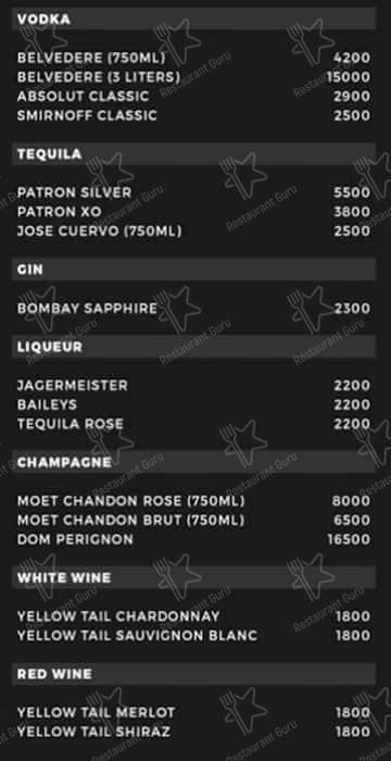 Menu at URBN QC club, Quezon City, 62 Timog Ave