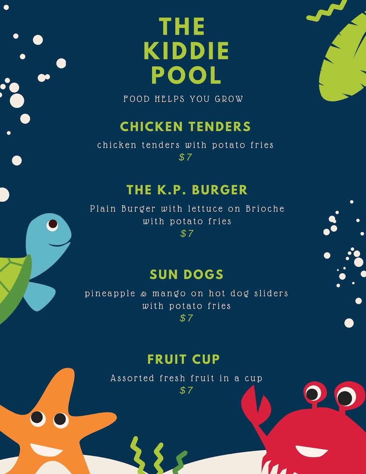 Menu at Umbra Pool Bar, Clearwater