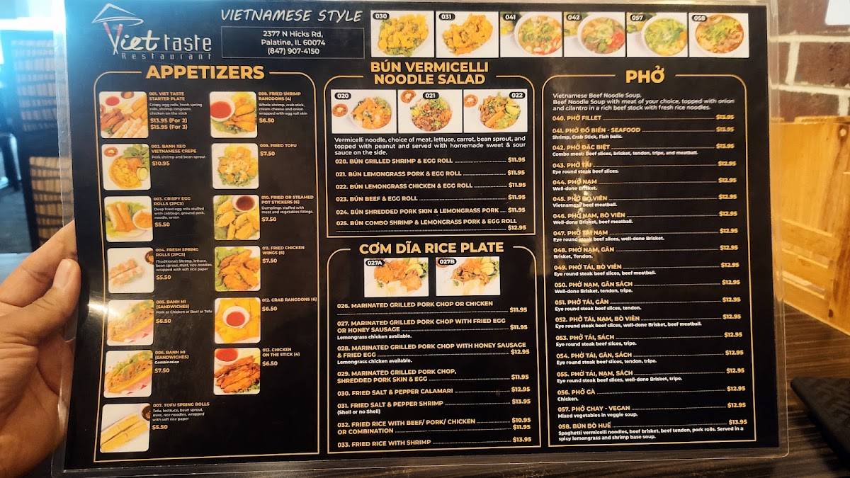 Menu at Viet Taste pub & bar, Palatine