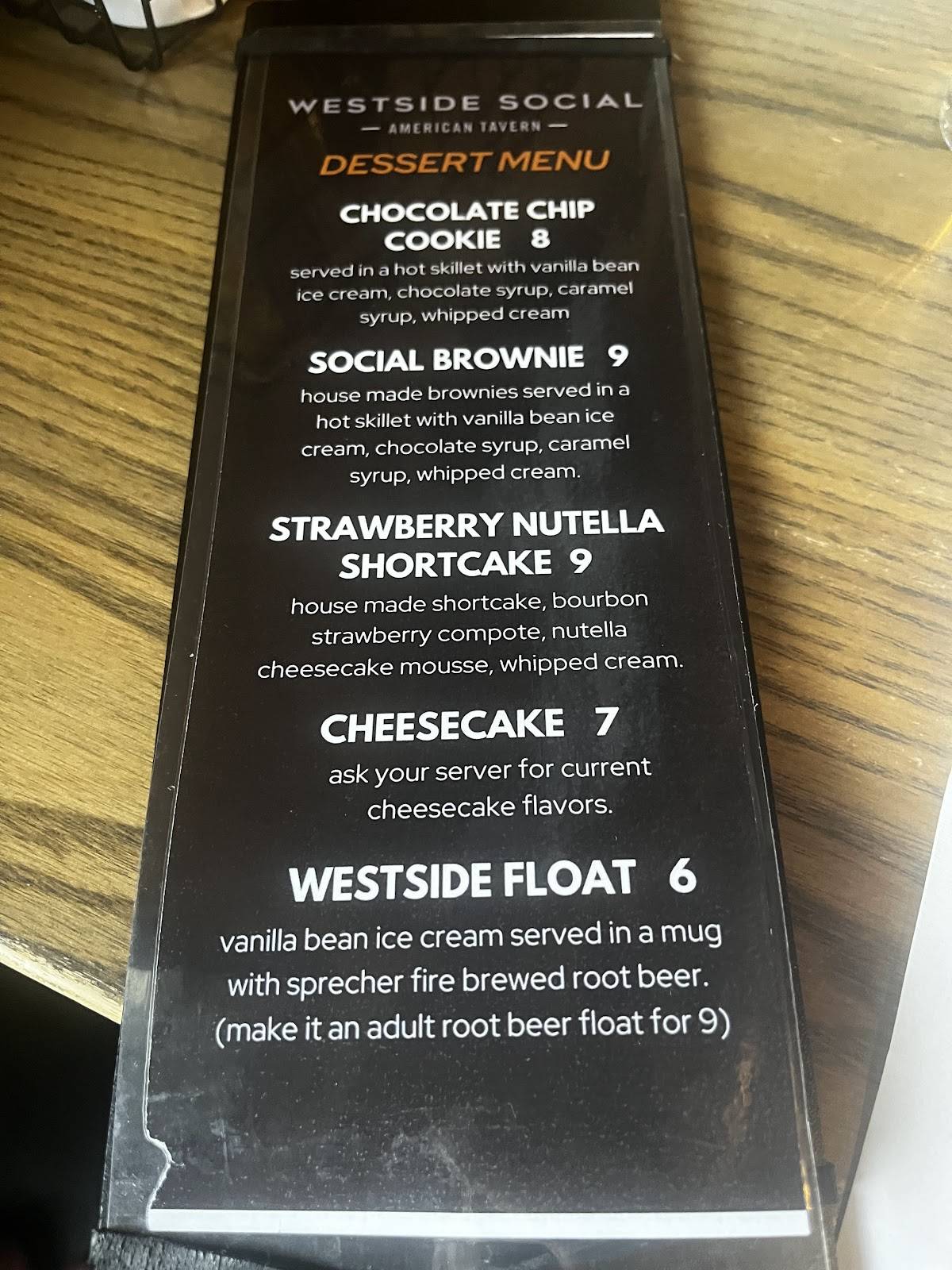 Menu at Westside Social pub & bar, Grand Rapids