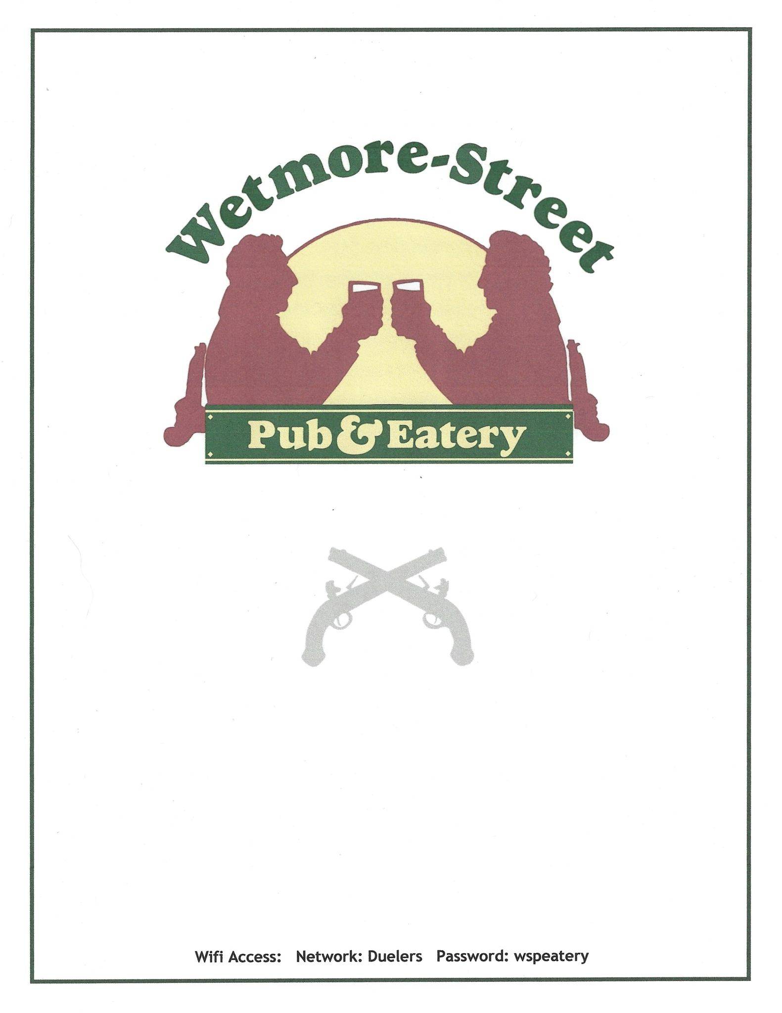 Menu at Wetmore-Street Pub, New Maryland
