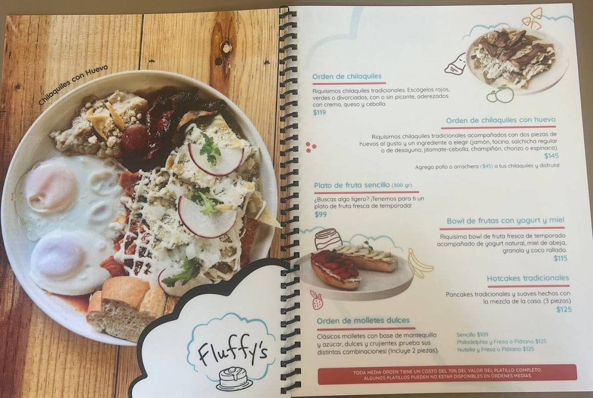 Menu at Fluffy's - Versalles restaurant, Puerto Vallarta
