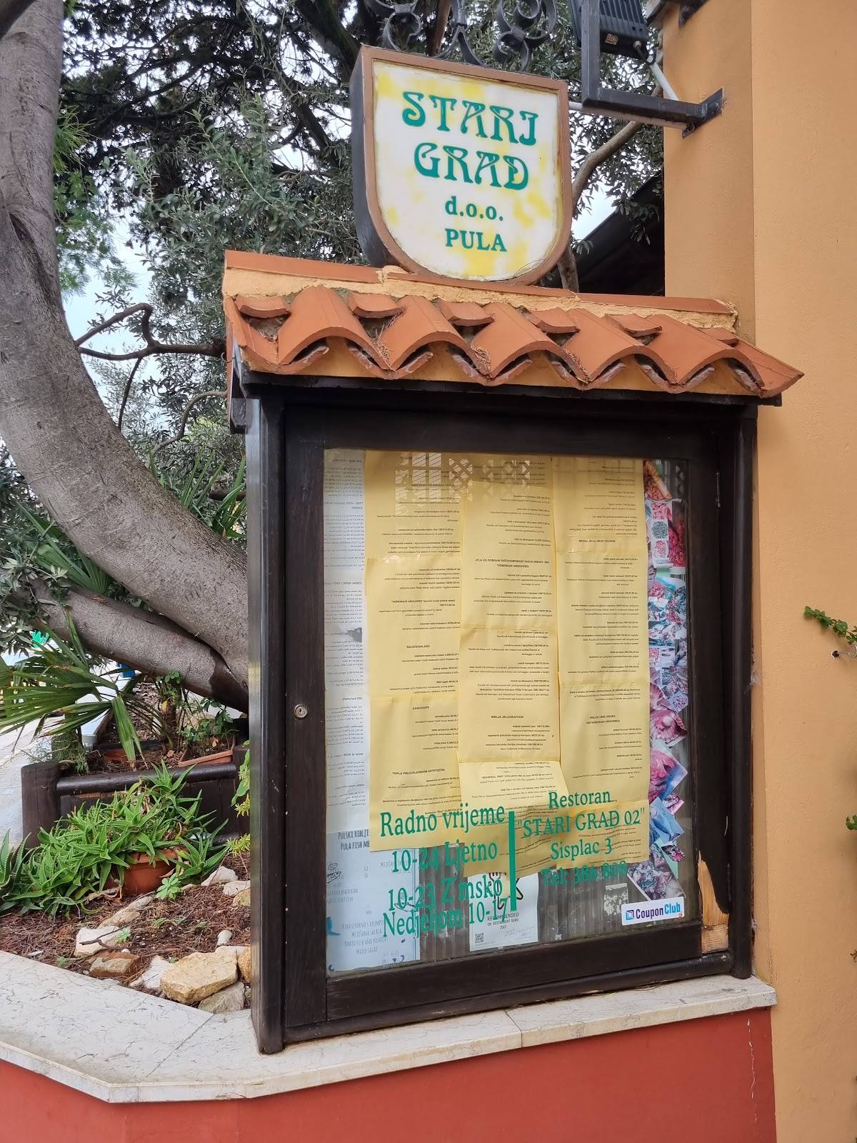 Menu at Restoran "Stari grad 02" restaurant, Pula
