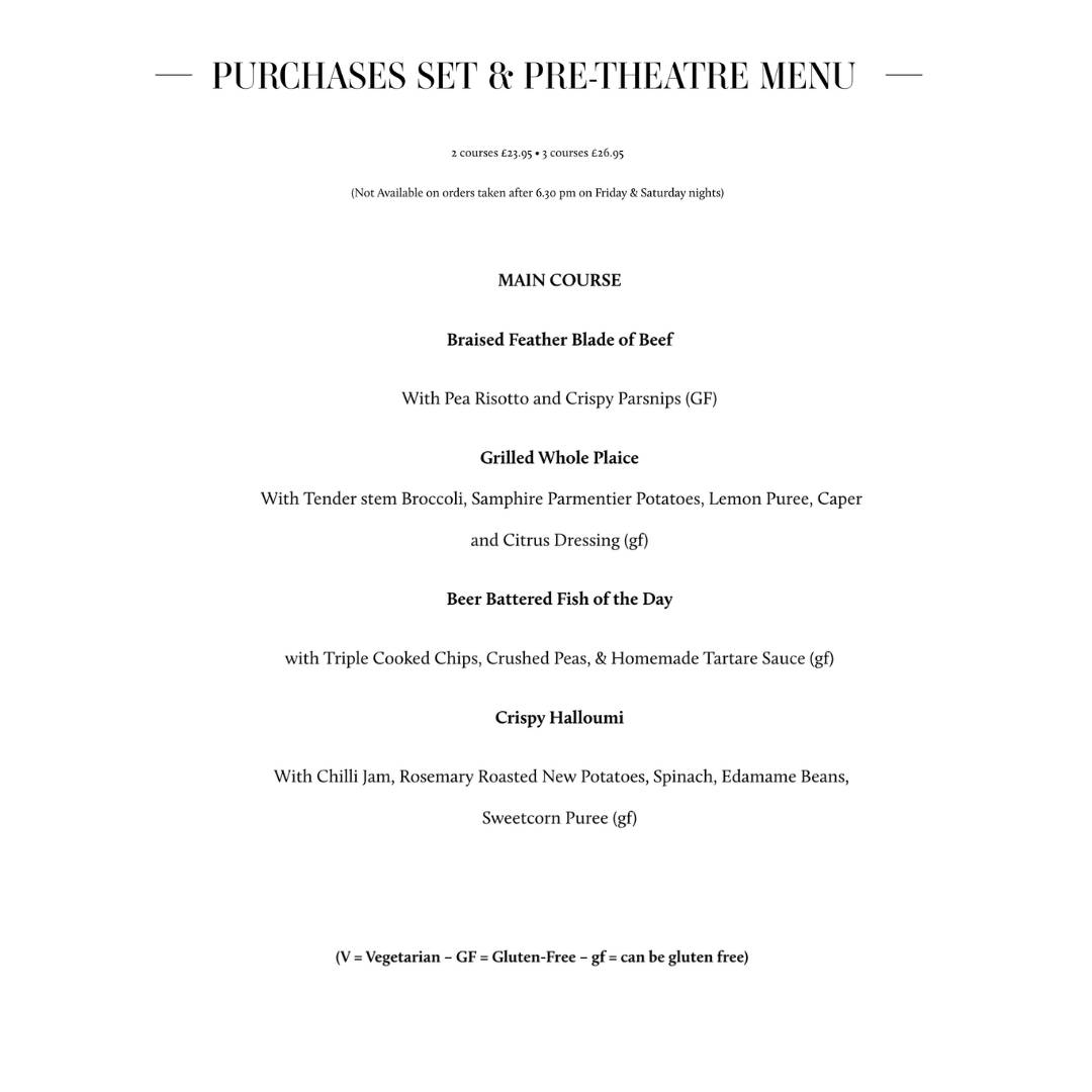 Menu at Purchases Chichester restaurant, Chichester