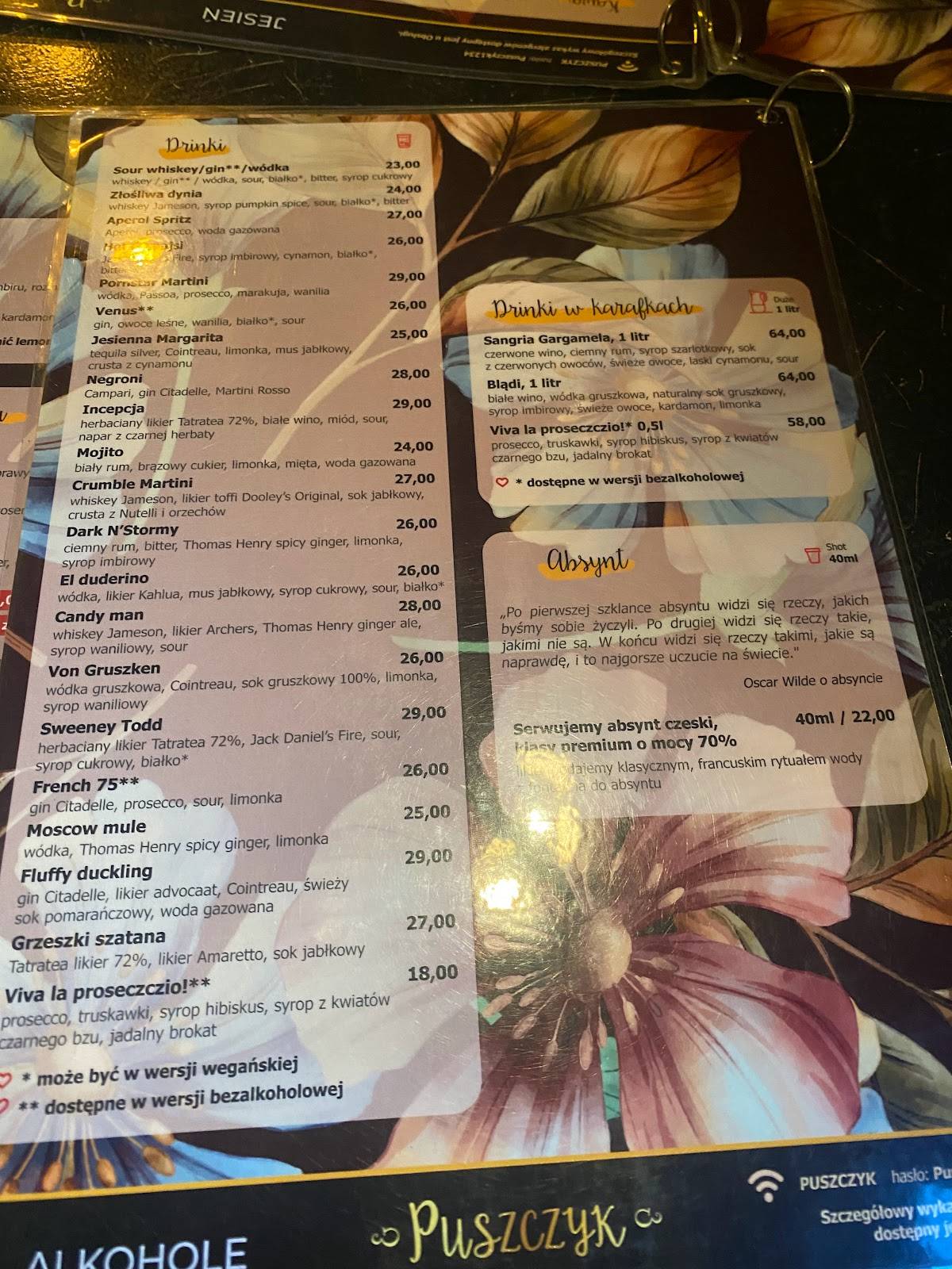 Menu at Puszczyk kawiarnia & herbaciarnia cafe, Radom