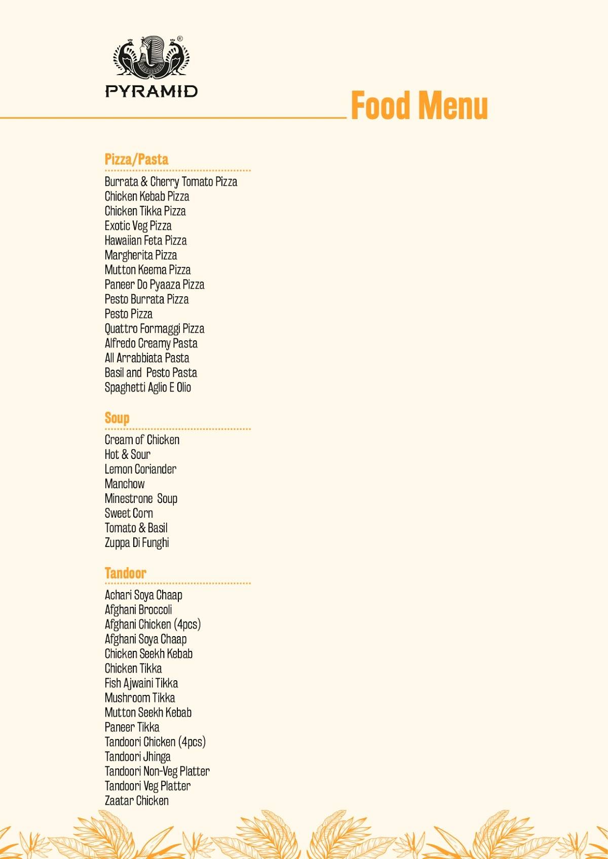 Menu at Pyramid Panipat Cafe Lounge Bar Microbrewery Nightclub ...