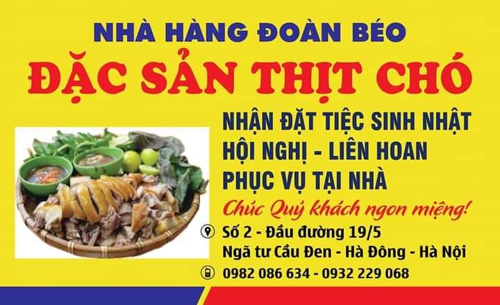 Menu at Quán Thịt Chó Đoàn Béo restaurant, Hanoi