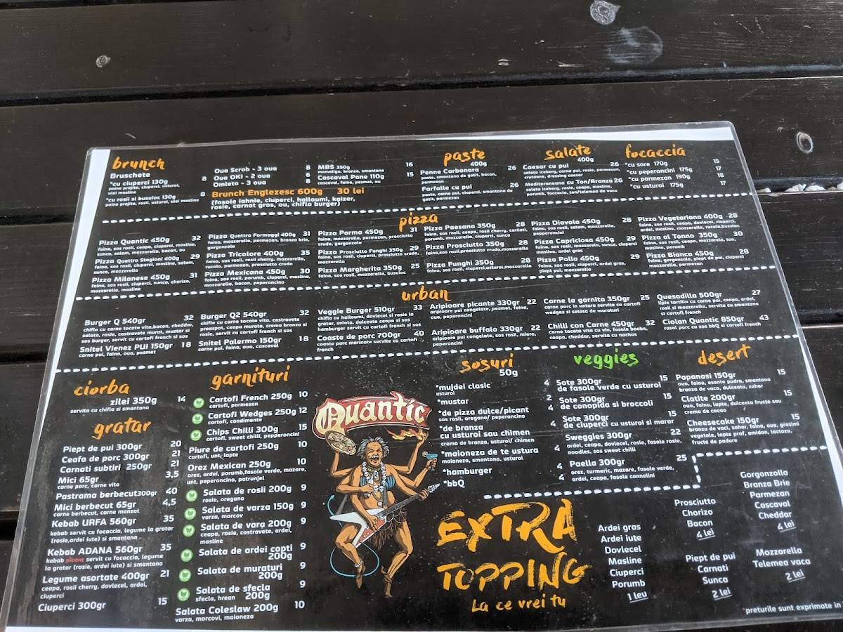 Menu at Quantic Pub, Bucharest