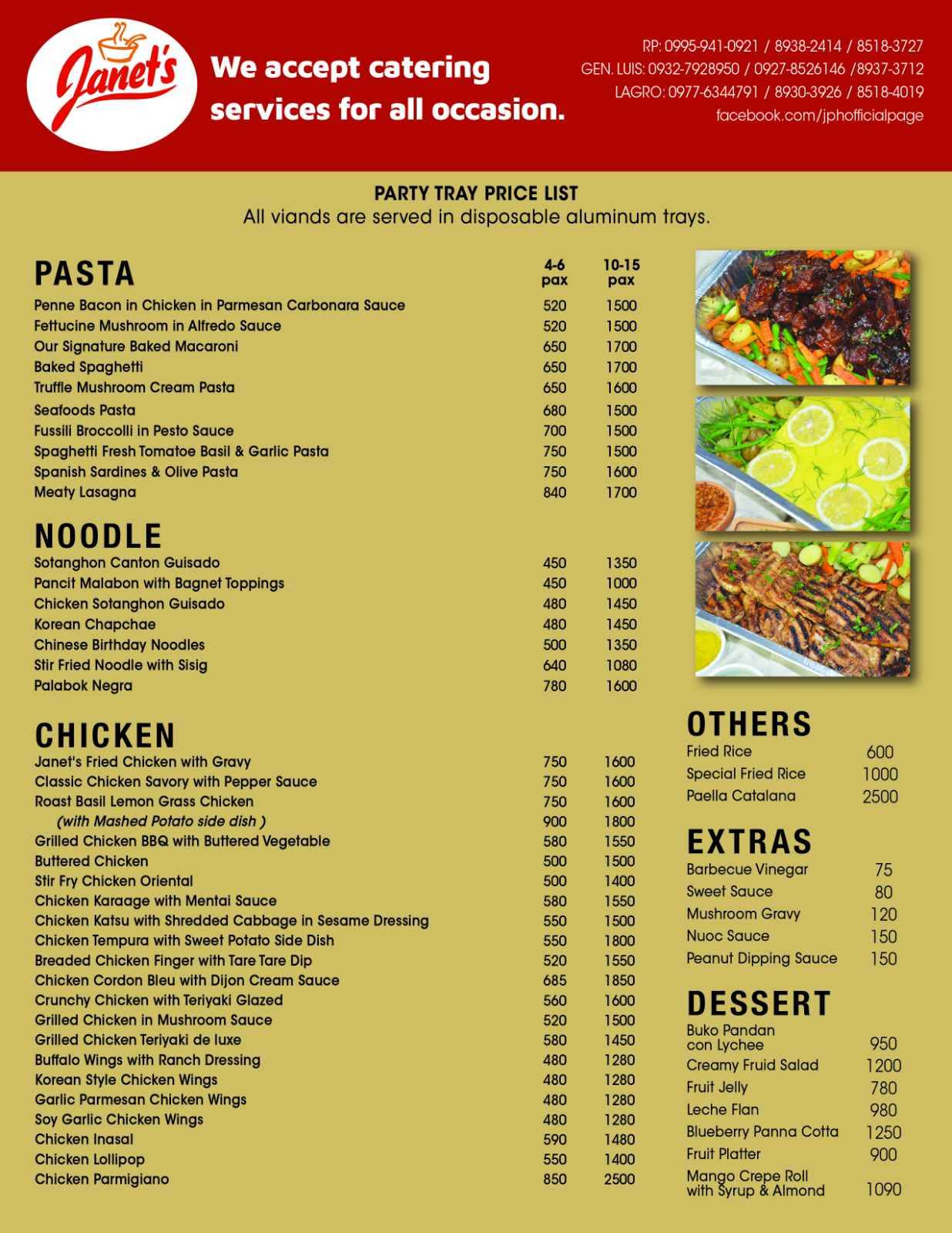 Menu at Janet’s Pares House (Main Branch) restaurant, Quezon City, P2CQ+P4M