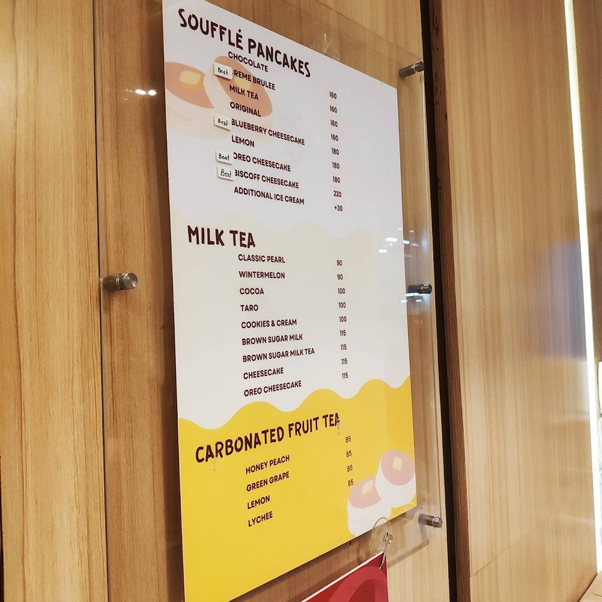 Menu at Puffy's Souffle Pancake restaurant, Quezon City, J27Q+R23