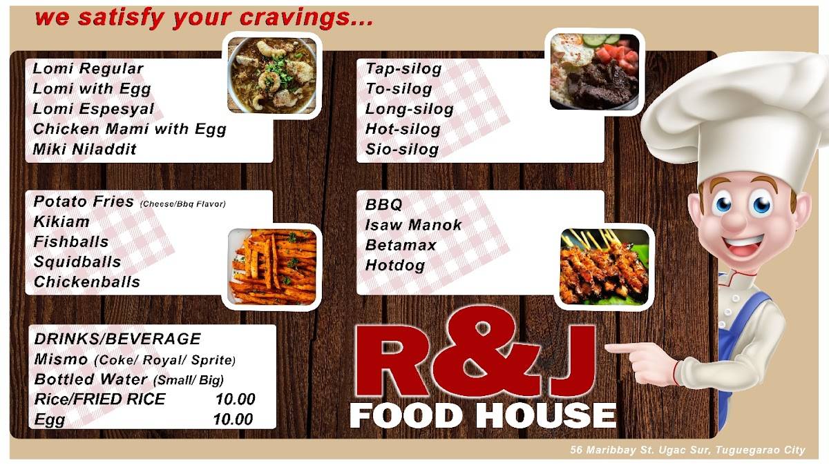 Menu at R & J FOOD HOUSE restaurant, Philippines