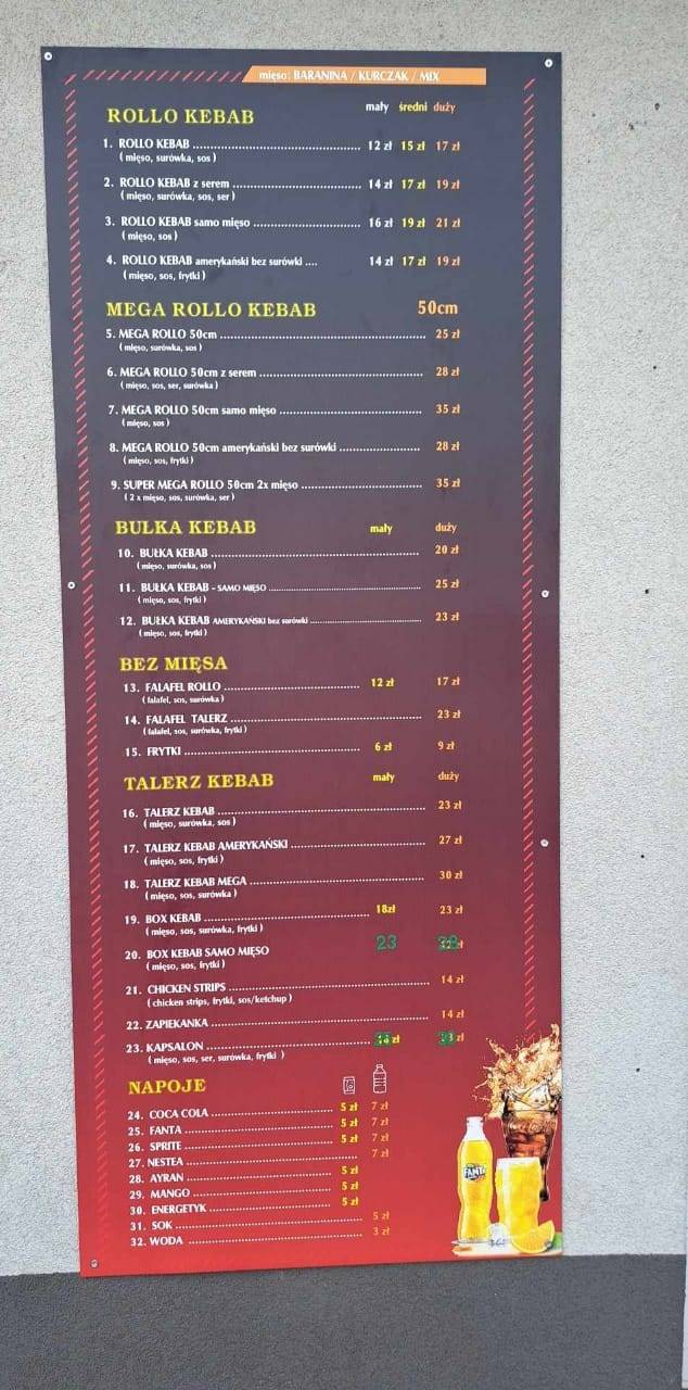 Menu at REAL KEBAB Mickiewicza, Ropczyce